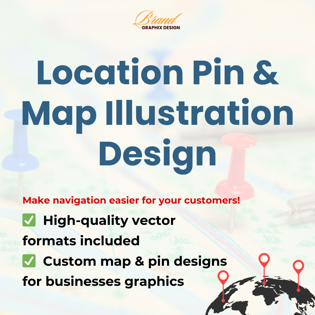Location Pin & Map Illustration Design - Brand Graphix Design